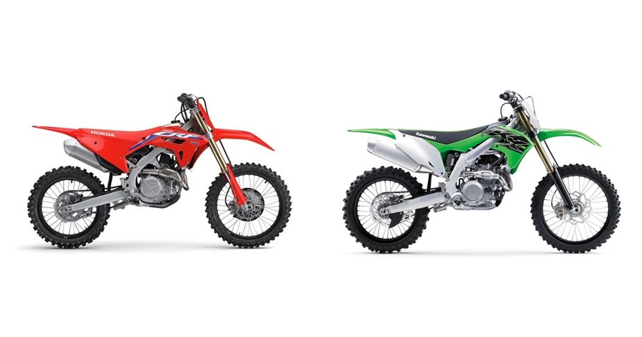 Motorrad Vergleich Honda CRF450R 2022 vs. Kawasaki KX450F 2019