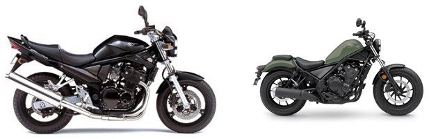 Motorrad Vergleich Suzuki Bandit 650 2008 vs. Honda CMX500 Rebel 2022