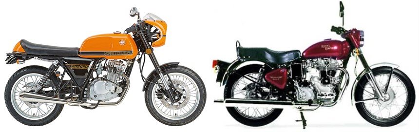 Motorrad Vergleich Kreidler Dice CR 125 2017 vs. Royal Enfield Bullet ...