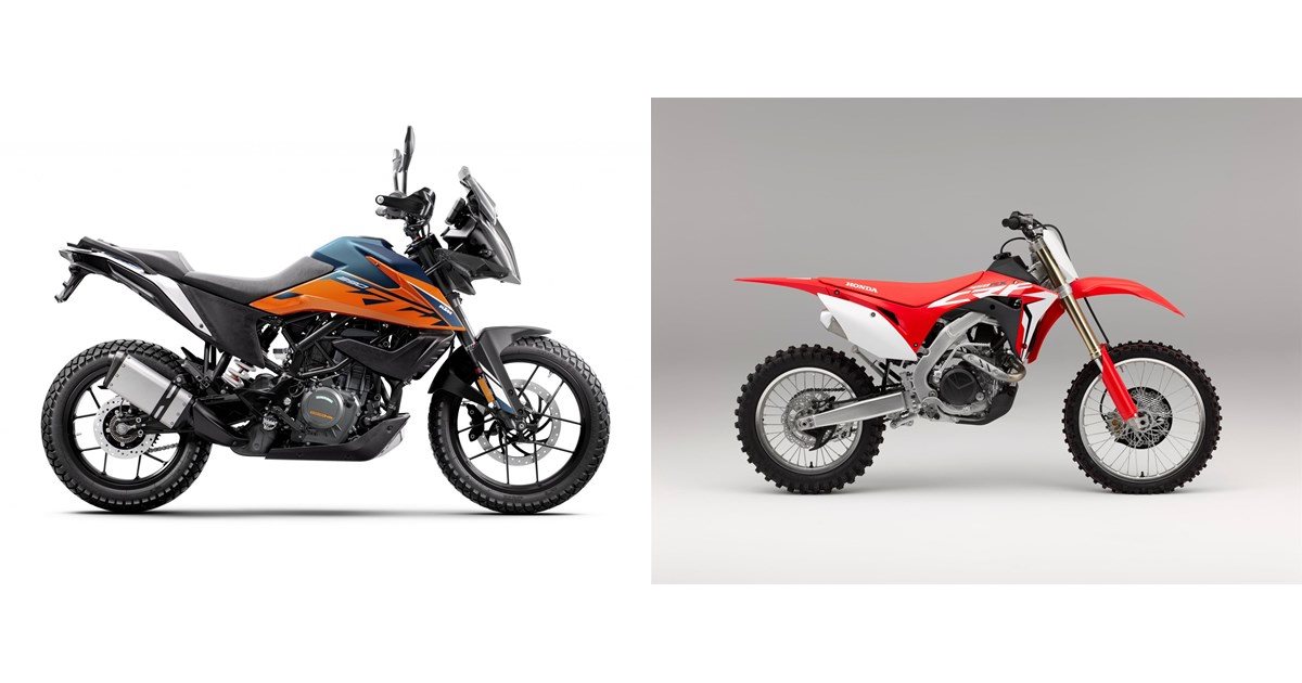 Motorrad Vergleich KTM 390 Adventure 2023 vs. Honda CRF 450 RX 2020