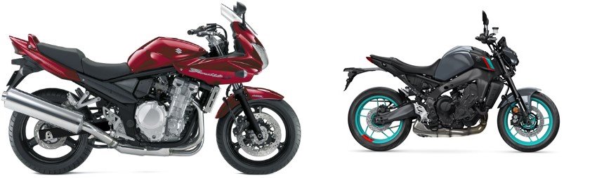 Motorrad Vergleich Suzuki Bandit 650S 2007 vs. Yamaha MT-09 2023