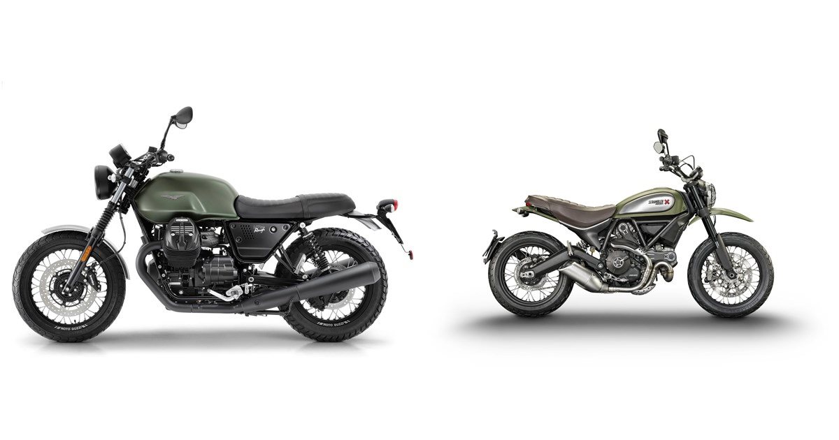 Motorrad Vergleich Moto Guzzi V7 III Rough 2020 vs. Ducati Scrambler ...