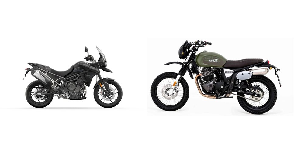 Motorrad Vergleich Triumph Tiger 900 GT Low 2022 vs. SWM Six Days 500 2023