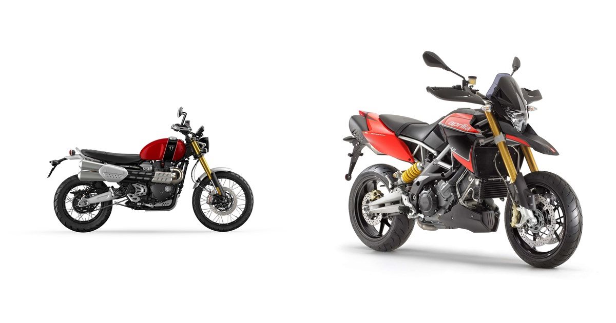 Motorrad Vergleich Triumph Scrambler 1200 XE 2023 vs. Aprilia Dorsoduro ...