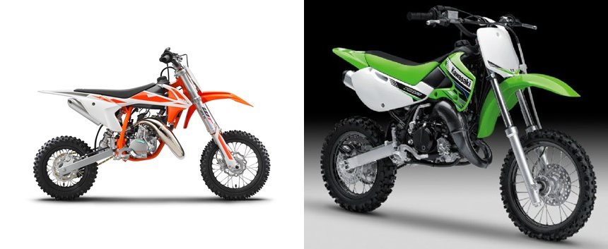 Motorrad Vergleich KTM 50 SX 2019 vs. Kawasaki KX65 2012