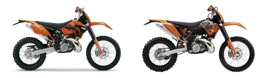 Motorrad Vergleich KTM 200 EXC 2007 vs. KTM 200 EXC 2008