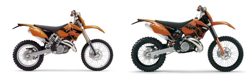 Motorrad Vergleich KTM 125 EXC 2005 vs. KTM 300 EXC 2007