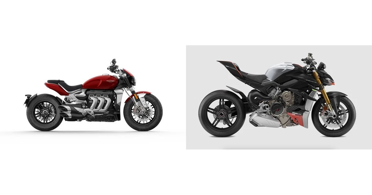 Motorrad Vergleich Triumph Rocket 3 R 2019 vs. Ducati Streetfighter V4 ...