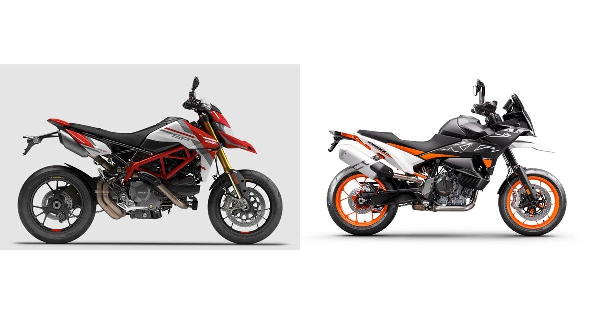 Comparaison des motos Ducati Hypermotard 950 SP 2024 VS. KTM 890 SMT 2023