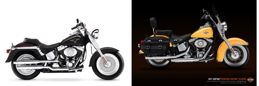 Motorrad Vergleich Harley-Davidson Softail Fat Boy FLSTF 2005 vs ...