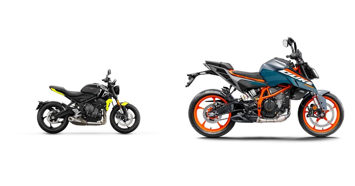 Motorrad Vergleich Triumph Trident 660 2024 vs. KTM 390 Duke 2024