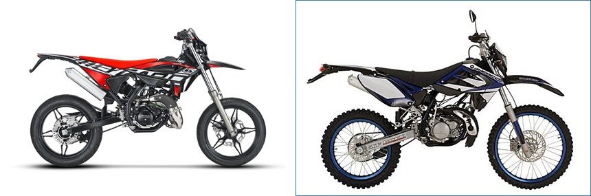 Motorrad Vergleich Beta RR 50 Motard 2021 vs. Sherco 50cc Enduro 2009