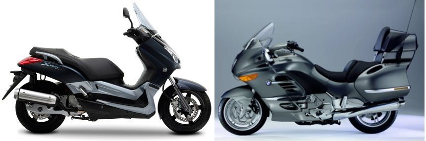 Motorrad Vergleich Yamaha XMAX 125 2009 vs. BMW K 1200 LT 2009