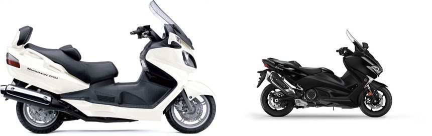 Motorrad Vergleich Suzuki Burgman 650 Executive 2012 vs. Yamaha TMAX 2018