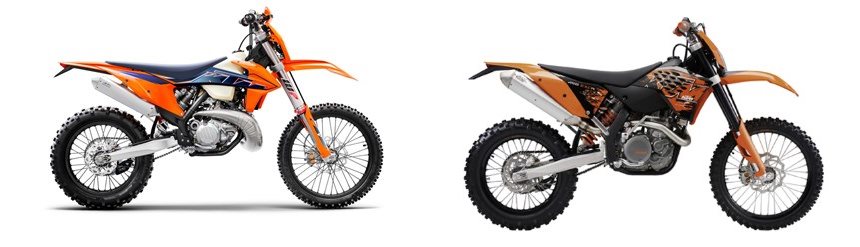 Motorrad Vergleich KTM 300 EXC TPI 2022 vs. KTM 450 EXC 2008
