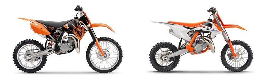 Motorrad Vergleich KTM 85 SX 19/16 2011 vs. KTM 85 SX 17/14 2023