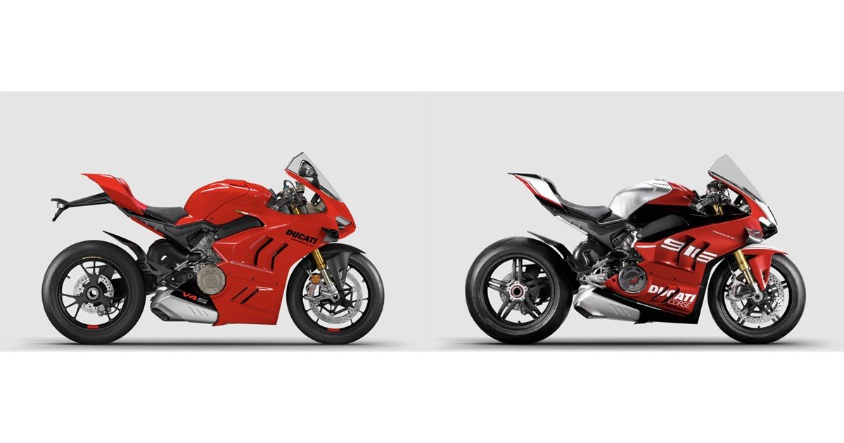 Motorrad Vergleich Ducati Panigale V4 S 2024 vs. Ducati Panigale V4 SP2 30° Anniversario 916 2024