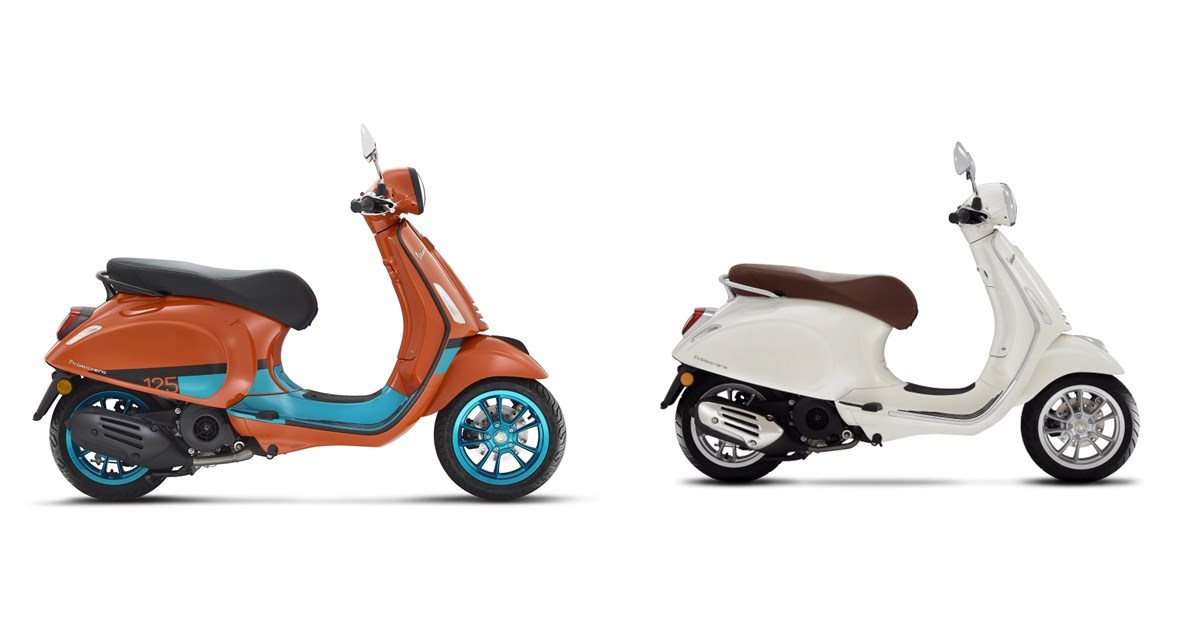 Motorrad Vergleich Vespa Primavera 50 Color Vibe 2024 vs. Vespa Primavera 125 2022