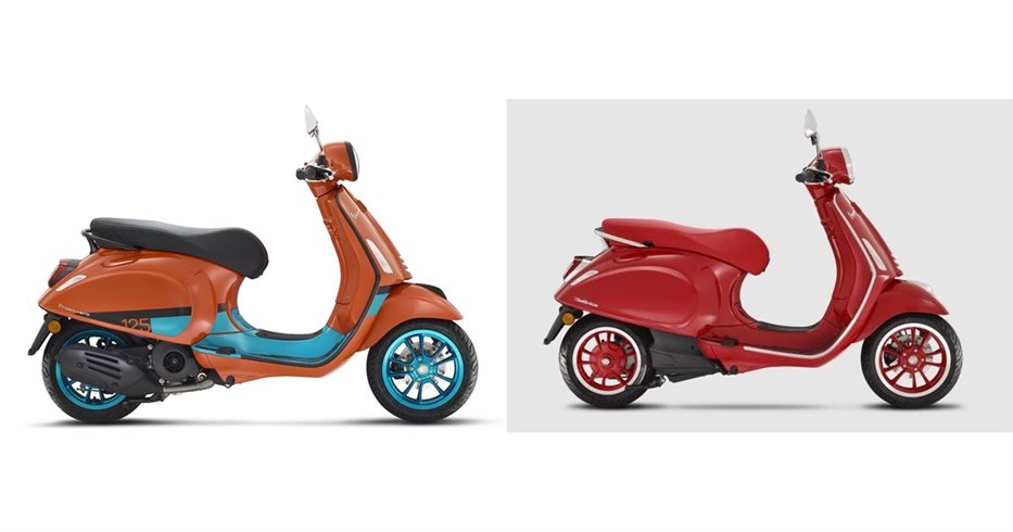 Motorrad Vergleich Vespa Primavera 50 Color Vibe 2024 vs. Vespa Elettrica RED 2024