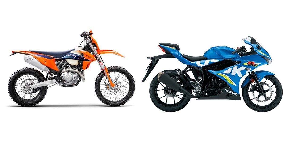 Motorrad Vergleich KTM 450 EXC-F 2022 vs. Suzuki GSX-R 125 2017