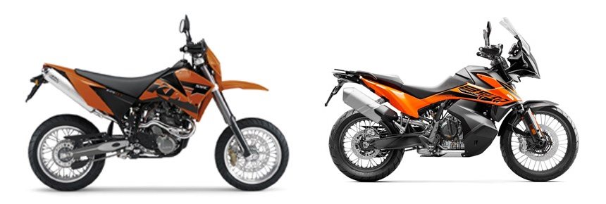 Motorrad Vergleich KTM 625 SMC 2006 vs. KTM 890 Adventure 2022
