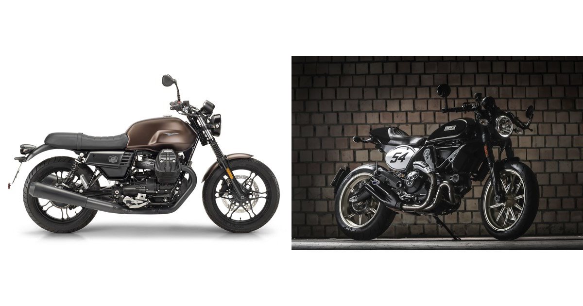 Motorrad Vergleich Moto Guzzi V7 III Stone Night Pack 2020 vs. Ducati ...