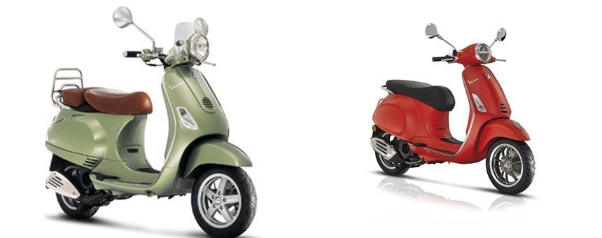 Motorrad Vergleich Vespa LXV 125 Vintage 2010 vs. Vespa Primavera 125 S iGet 2019