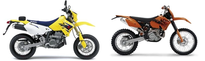 Motorrad Vergleich Suzuki DR-Z 400 SM 2007 vs. KTM 450 EXC 2006