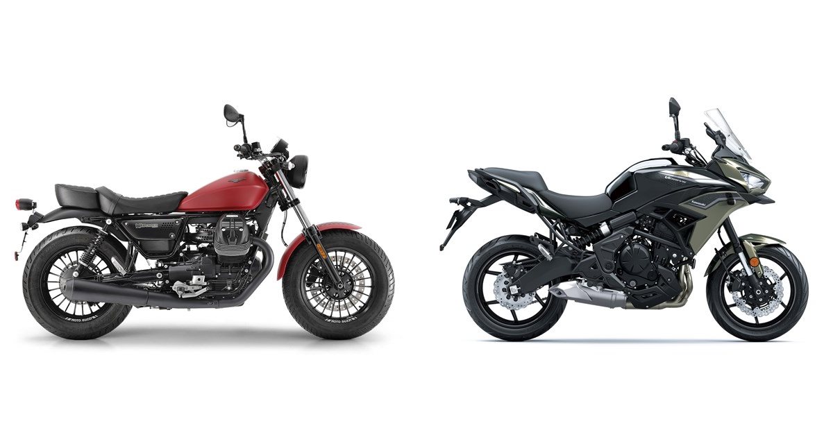 Motorrad Vergleich Moto Guzzi V9 Bobber 2020 vs. Kawasaki Versys 650 2023