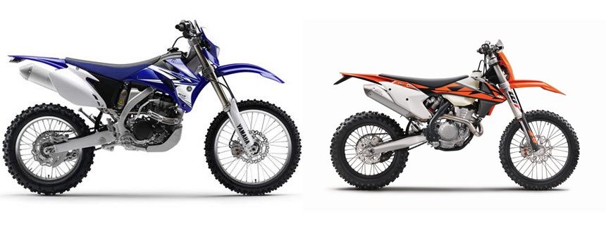 Motorrad Vergleich Yamaha WR450F 2010 vs. KTM 350 EXC-F 2018