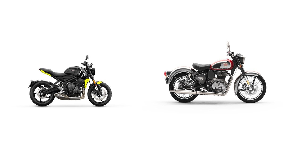 Motorrad Vergleich Triumph Trident 660 2024 vs. Royal Enfield Classic ...
