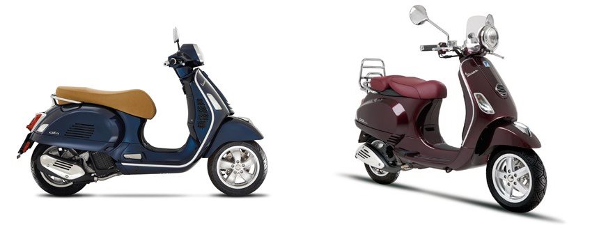Motorrad Vergleich Vespa GTS 125 2022 vs. Vespa LXV 125 ie Vie della Moda 2012