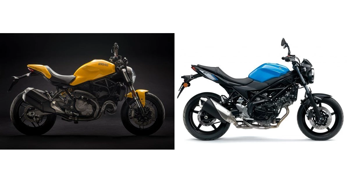 Motorrad Vergleich Ducati Monster 821 2018 vs. Suzuki SV 650 2017
