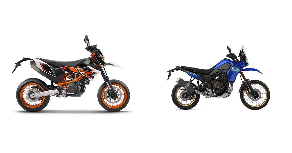 Motorrad Vergleich KTM 690 SMC R 2017 vs. Yamaha Tenere 700 Extreme 2024