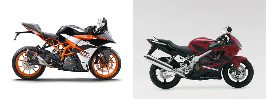 Motorrad Vergleich KTM RC 390 2017 vs. Honda CBR 600 F 2007