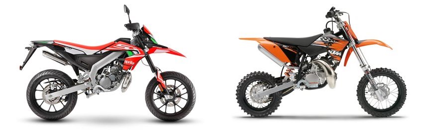 Motorrad Vergleich Aprilia SX 50 Supermoto 2021 vs. KTM 50 SX 2010