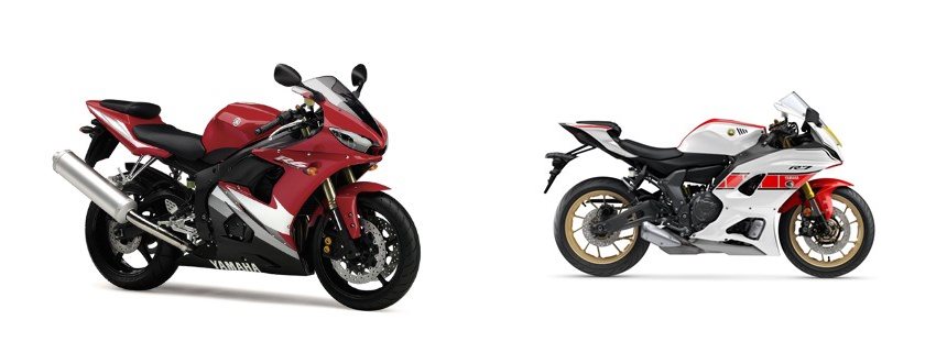 Motorrad Vergleich Yamaha YZF-R6 2008 vs. Yamaha R7 World GP 60th ...