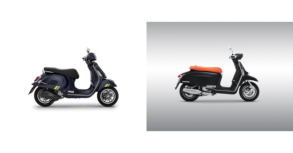 Motorrad Vergleich Vespa GTS 300 Super Tech 2024 vs. Lambretta G350 ...