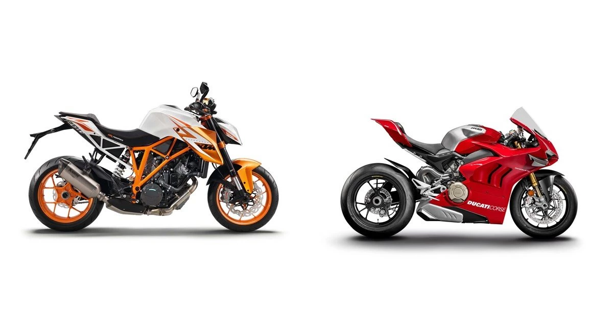 Motorrad Vergleich KTM 1290 Super Duke R 2016 vs. Ducati Panigale V4 R 2021