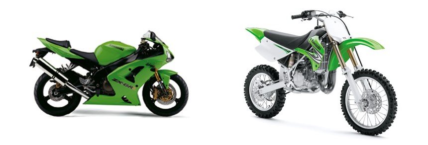 Motorrad Vergleich Kawasaki Ninja ZX-6R 2005 vs. Kawasaki KX 85 2009