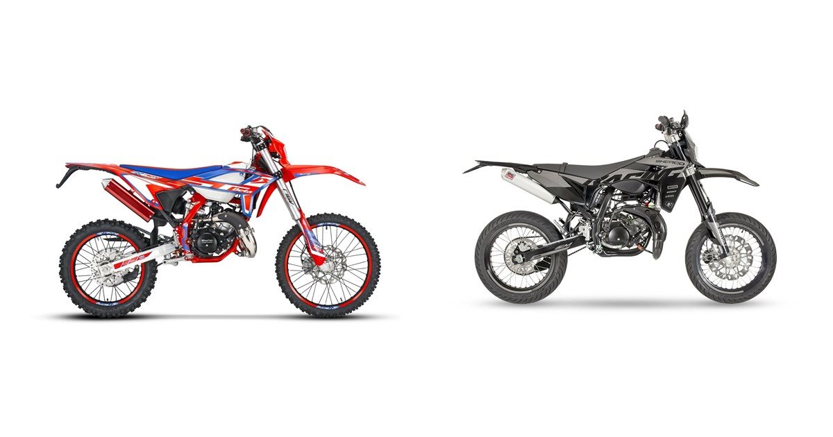 Motorrad Vergleich Beta RR 50 Racing 2024 vs. Sherco 50 SM-RS BLACKMOON ...