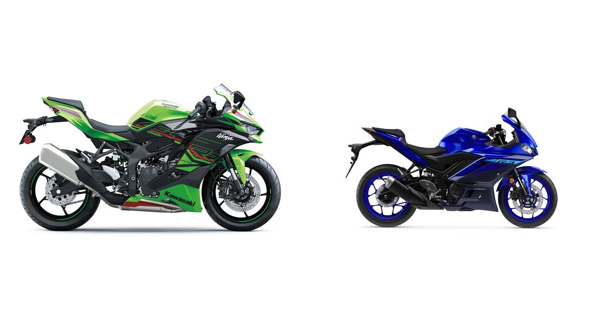 Motorrad Vergleich Kawasaki Ninja ZX-4RR 2024 vs. Yamaha R3 2024