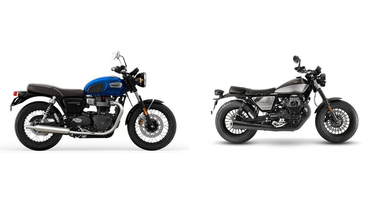 Triumph BONNEVILLE T100 CHROME EDITION 2023 vs Moto Guzzi V9 Bobber ...