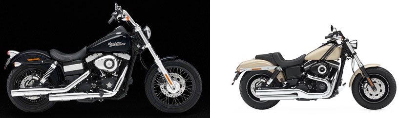 Motorrad Vergleich Harley-Davidson Dyna Street Bob FXDB 2013 vs. Harley ...
