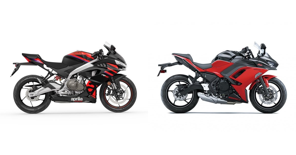 Motorrad Vergleich Aprilia RS 457 2024 vs. Kawasaki Ninja 650 40th ...