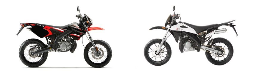 Motorrad Vergleich Derbi Senda DRD X-Treme 50 SM 2009 vs. Motorhispania ...