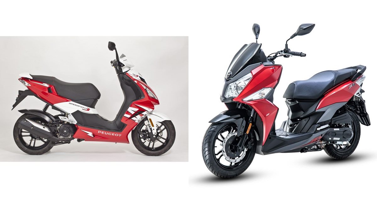 Motorrad Vergleich Peugeot Speedfight 3 50 4T 2015 vs. Sym Jet 14 50i 2023