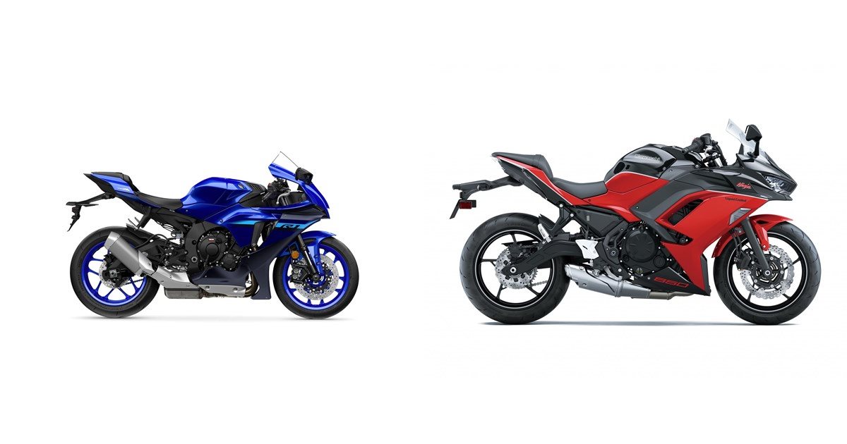 Motorrad Vergleich Yamaha R1 2024 vs. Kawasaki Ninja 650 40th ...