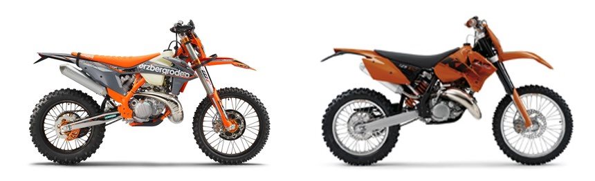 Motorrad Vergleich KTM 300 EXC TPI Erzberg Edition 2023 vs. KTM 125 EXC 2006