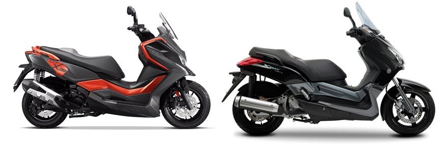 Motorrad Vergleich Kymco DT X 350i ABS 2024 vs. Yamaha X-Max 250 2009